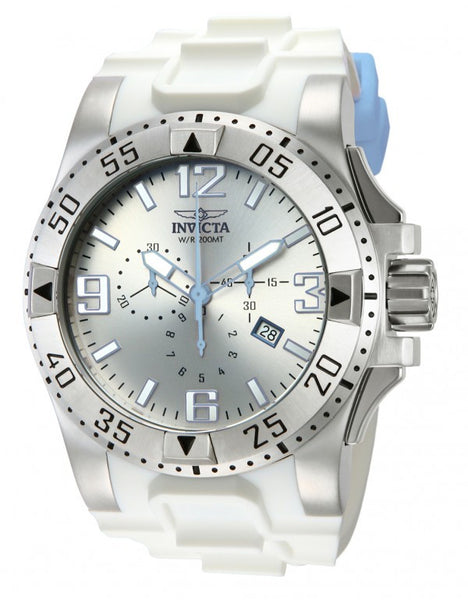 Invicta Men's 11793 Excursion Chronograph Silver Dial White Polyuretha ...